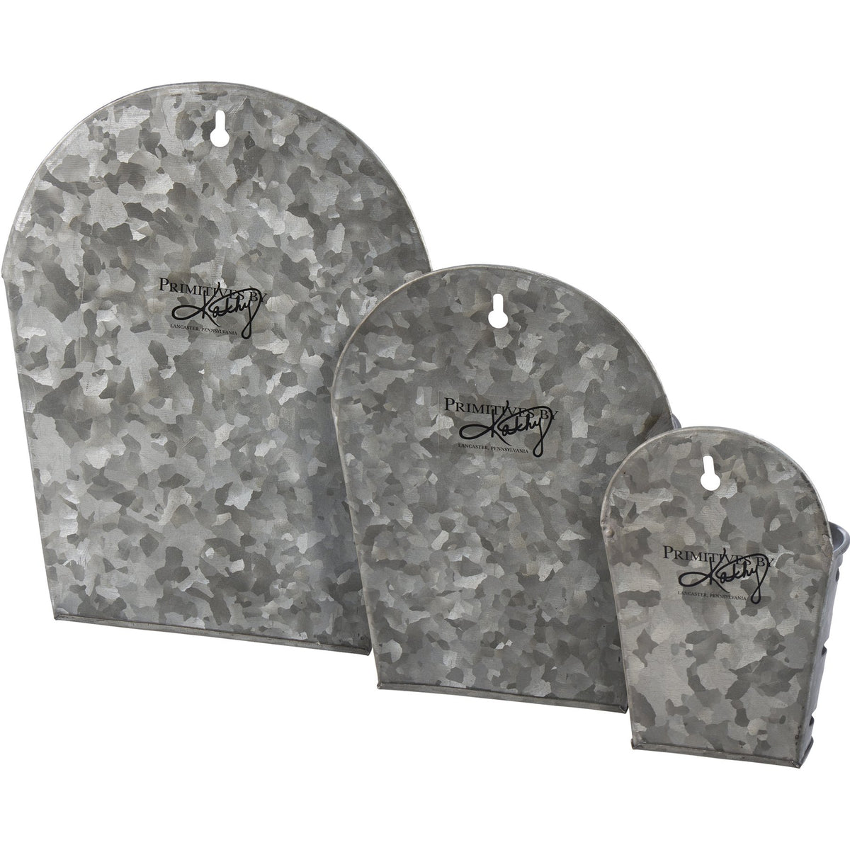Rustic Olive Farmhouse Galvanized Metal Wall Bucket Set for Home Decor ...