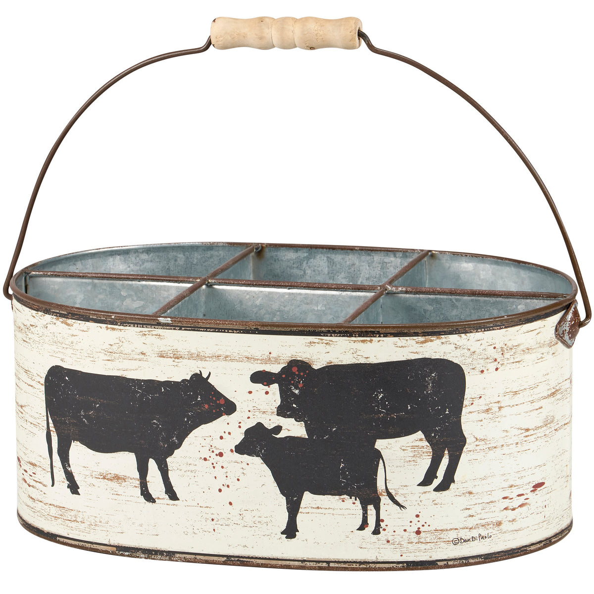 Rustic Farmhouse Galvanized Metal Caddy - 6-Section Kitchen Utensil ...