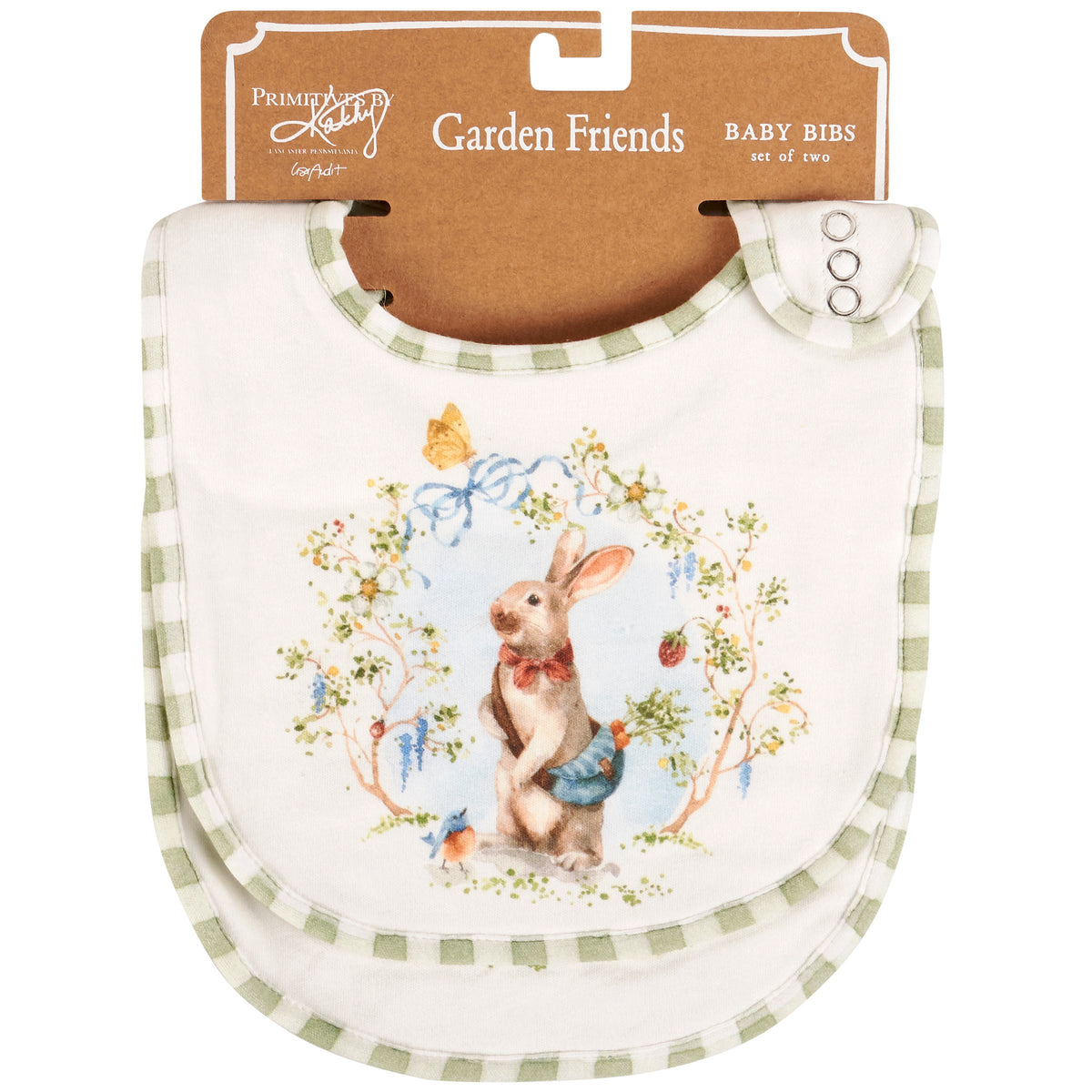 Charming Garden Friends Baby Bib Set - Cotton, Adorable Rabbit & Duck ...