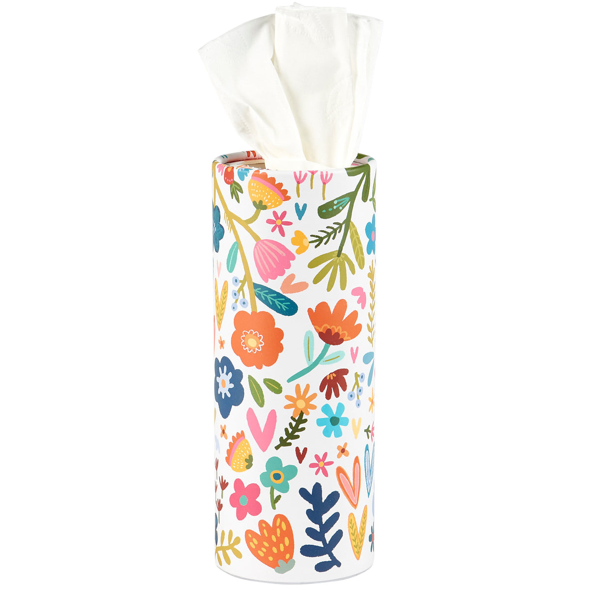 Charming White Floral Tissue Box Set: 4 Decorative Cylindrical Boxes f ...